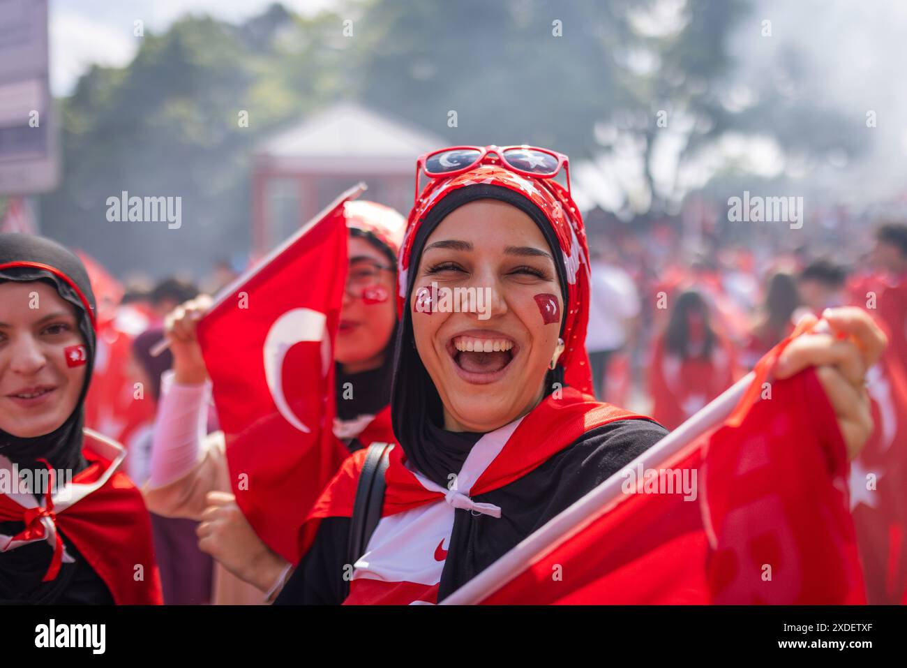 Dortmund, Germany. 22nd Jun 2024. Fan march: Turkish fans on their way ...