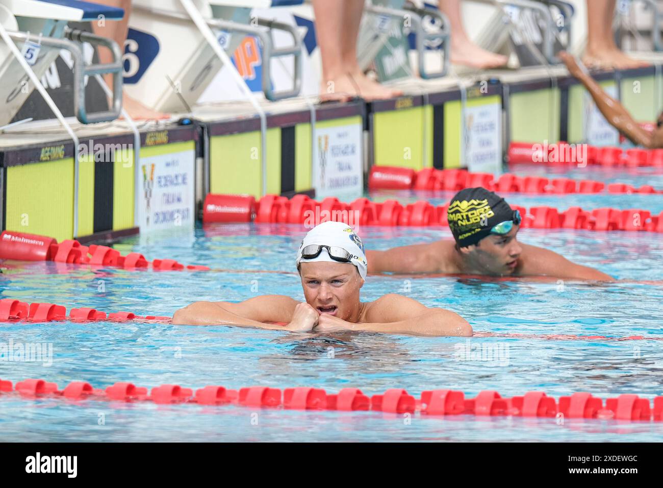 Giacomo Zocca of Italy in action during the men's 100 metres backstroke ...