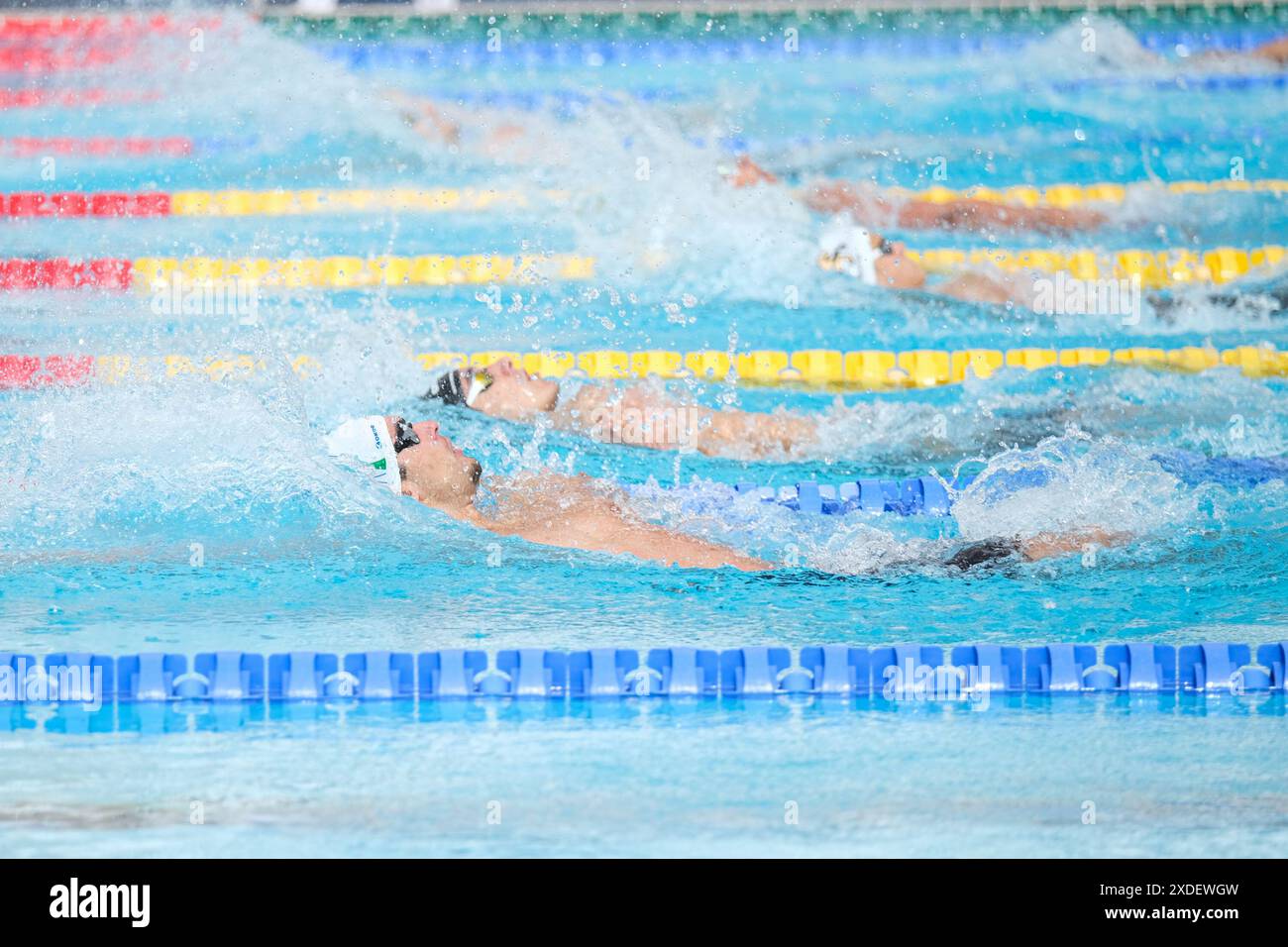 Flavio Leoni of Italy in action during the men's 100 metres backstroke ...
