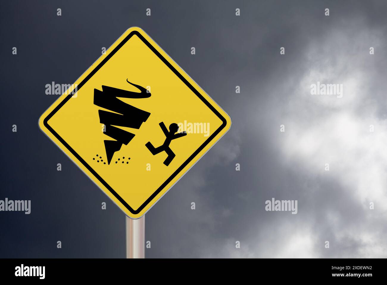 Yellow Diamond Shaped Sign With Black Symbols
