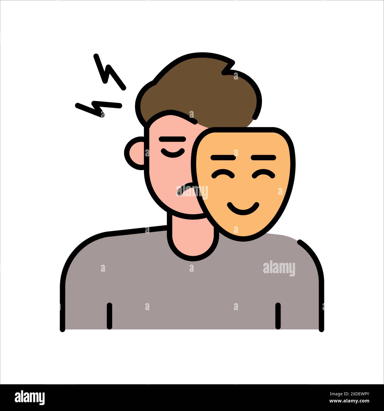 Bipolar affective disorder line color icon. Sign for web page, mobile ...