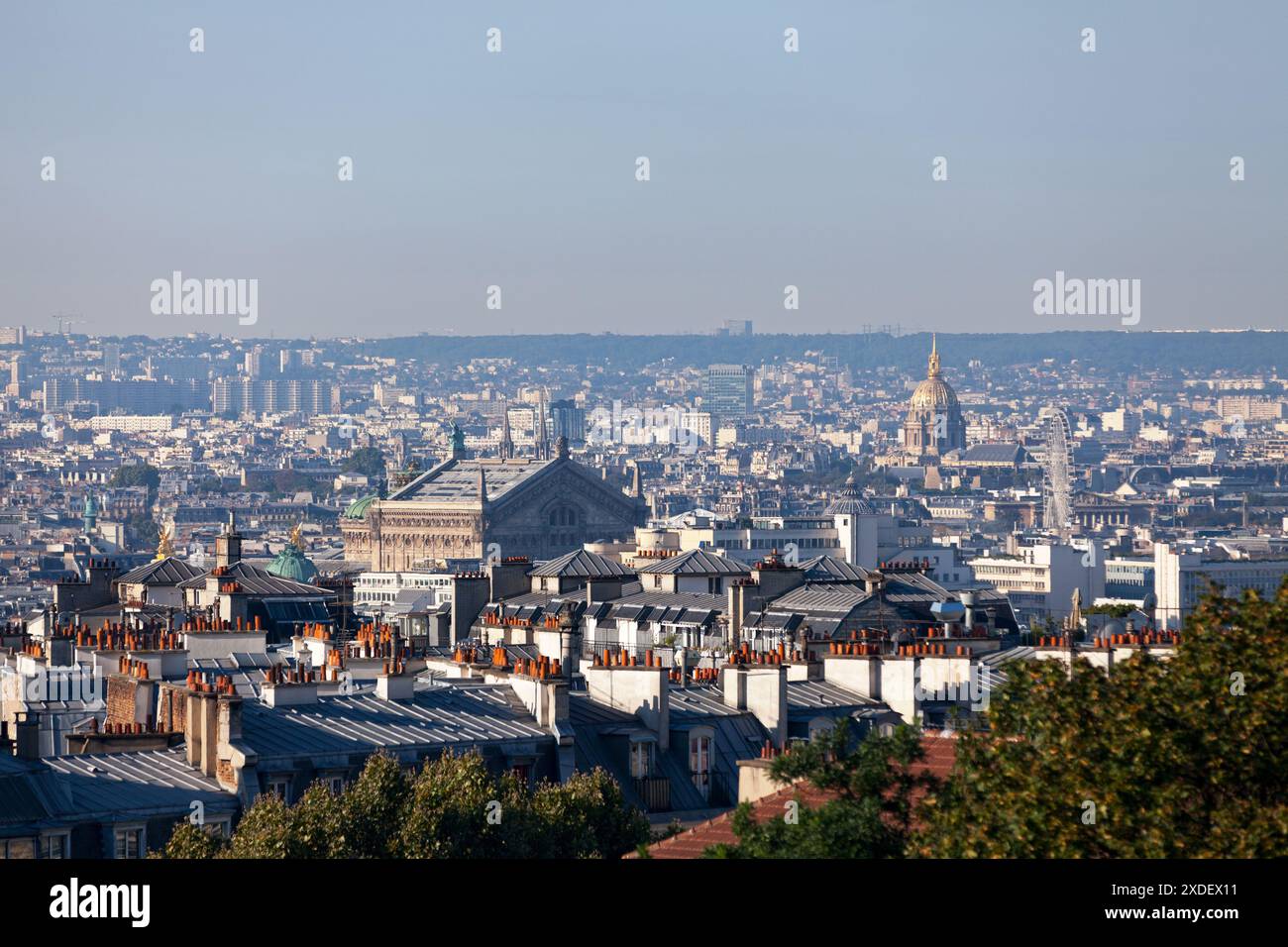Aerial view of Paris from the Sacré-Cœur. We can see from left to right ...