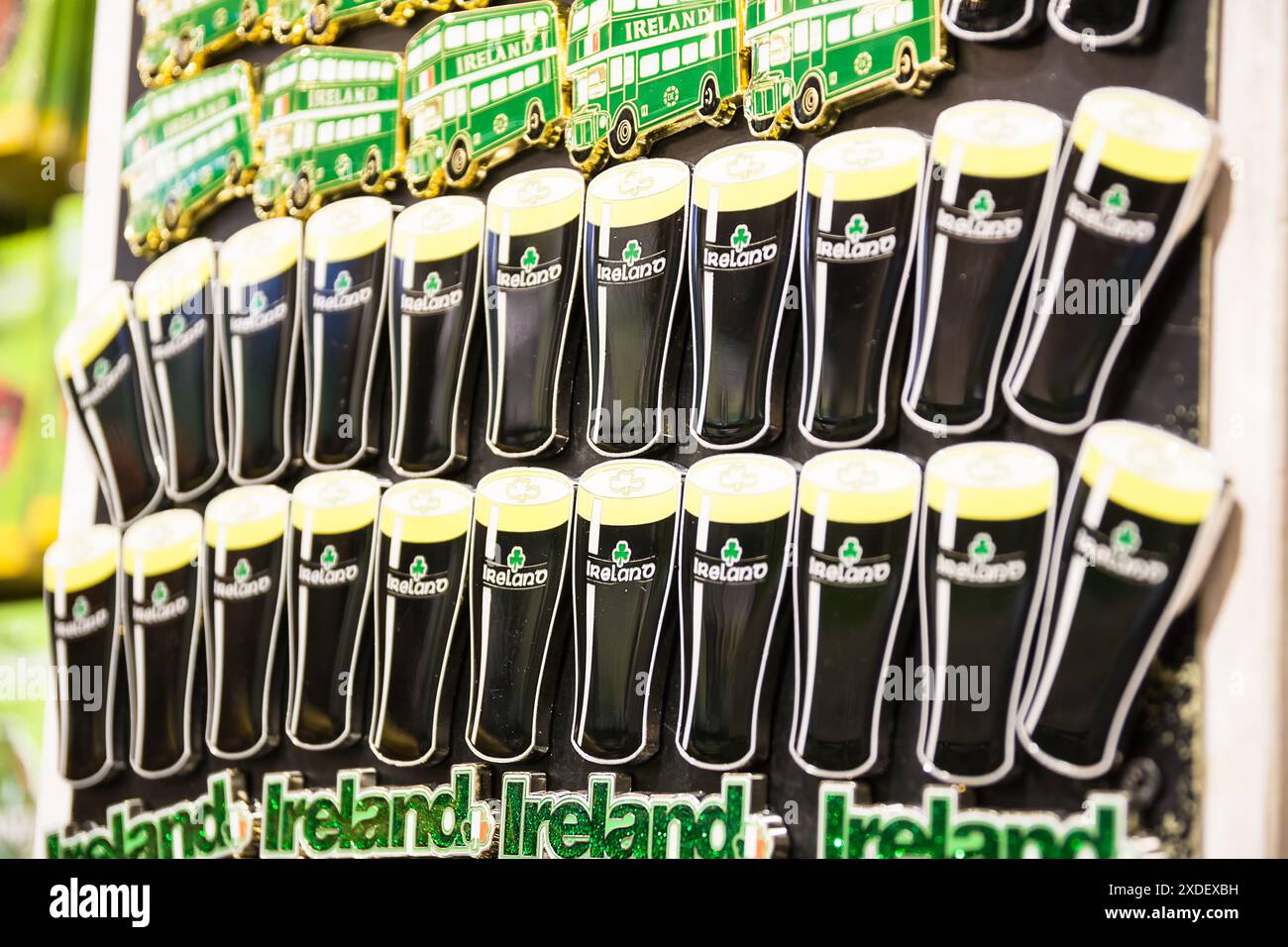 Dublin, Ireland - May 23, 2024: Group of dark beer mug shaped magnets ...