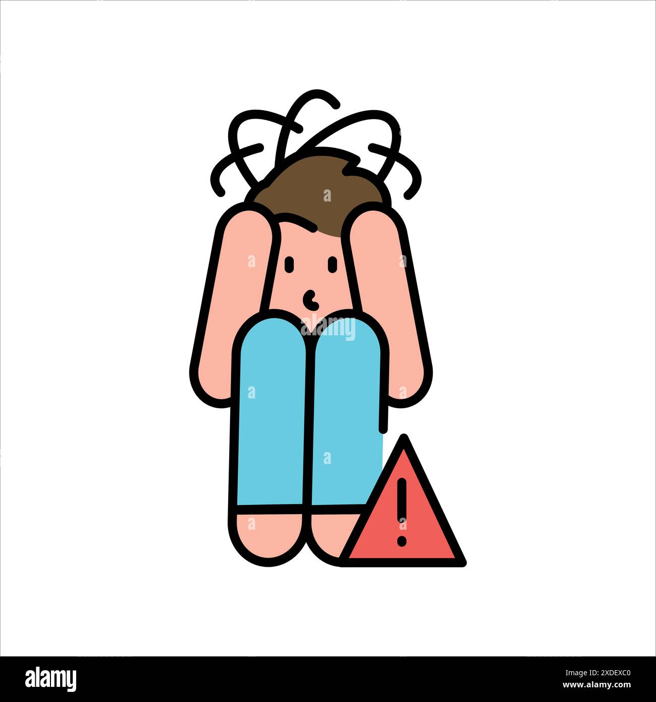 Panic disorder line black icon. Sign for web page, mobile app, button ...