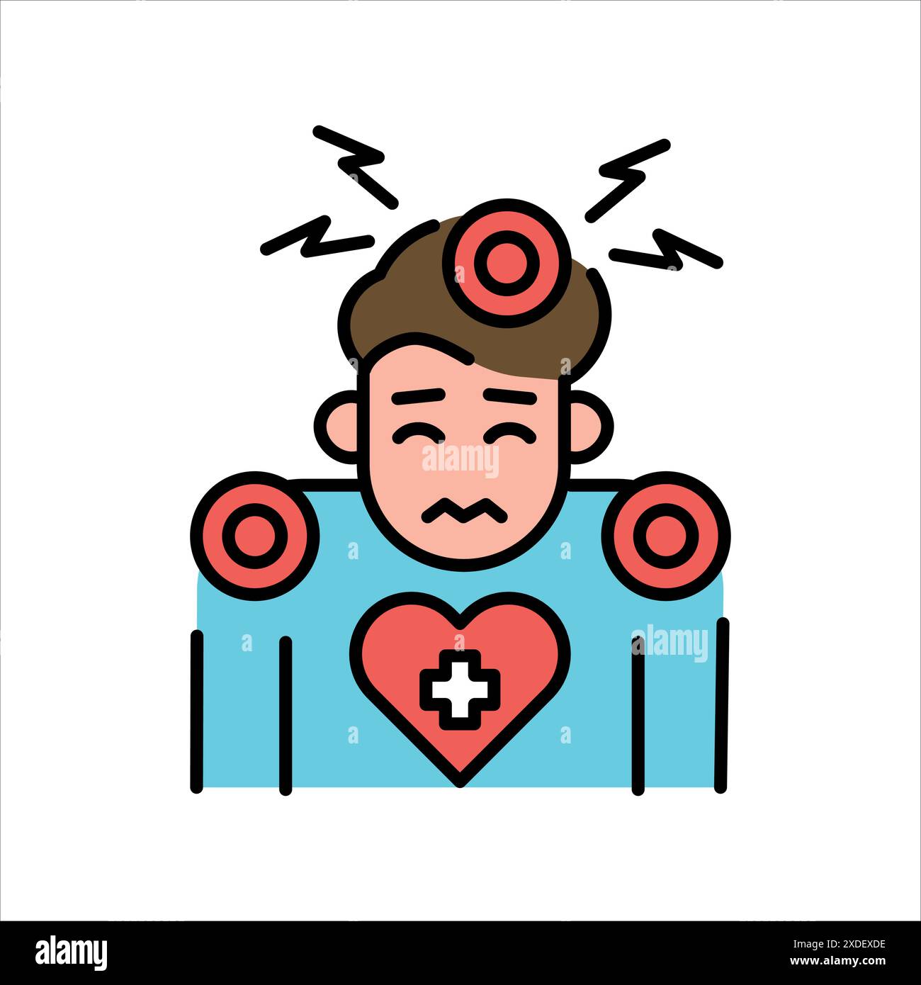 Psychosomatic disorders line color icon. Sign for web page, mobile app ...
