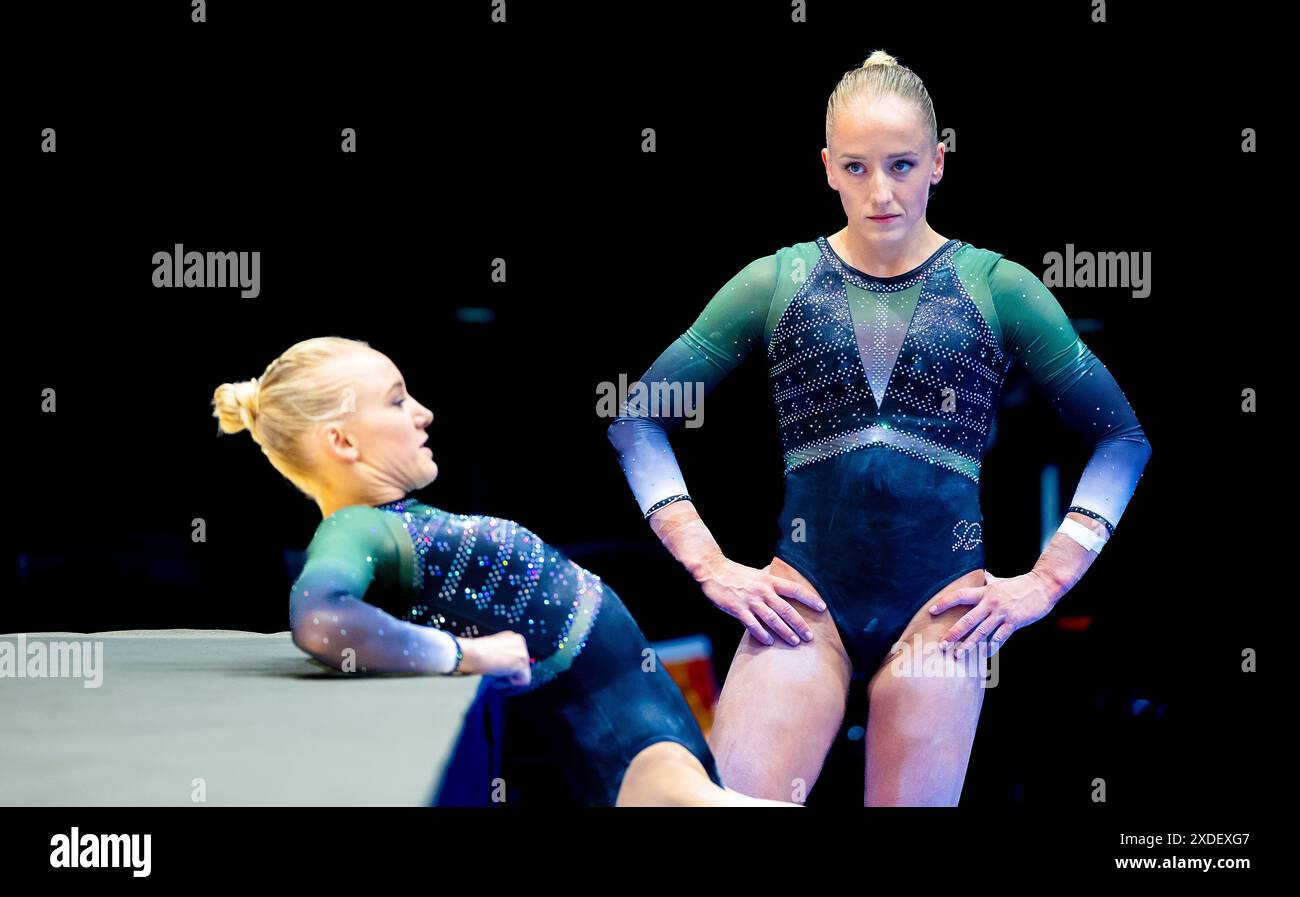 ROTTERDAM - Sanne Wevers and Lieke Wevers during the Olympic qualifying ...
