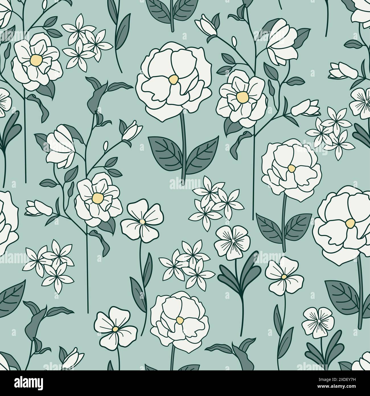 Delicate line art vector pattern design featuring pastel-colored ...