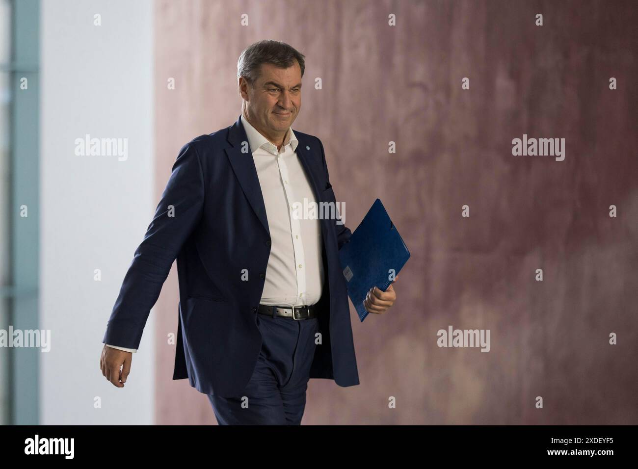 Markus Soeder (Minister President of Bavaria, CSU) in front of the ...