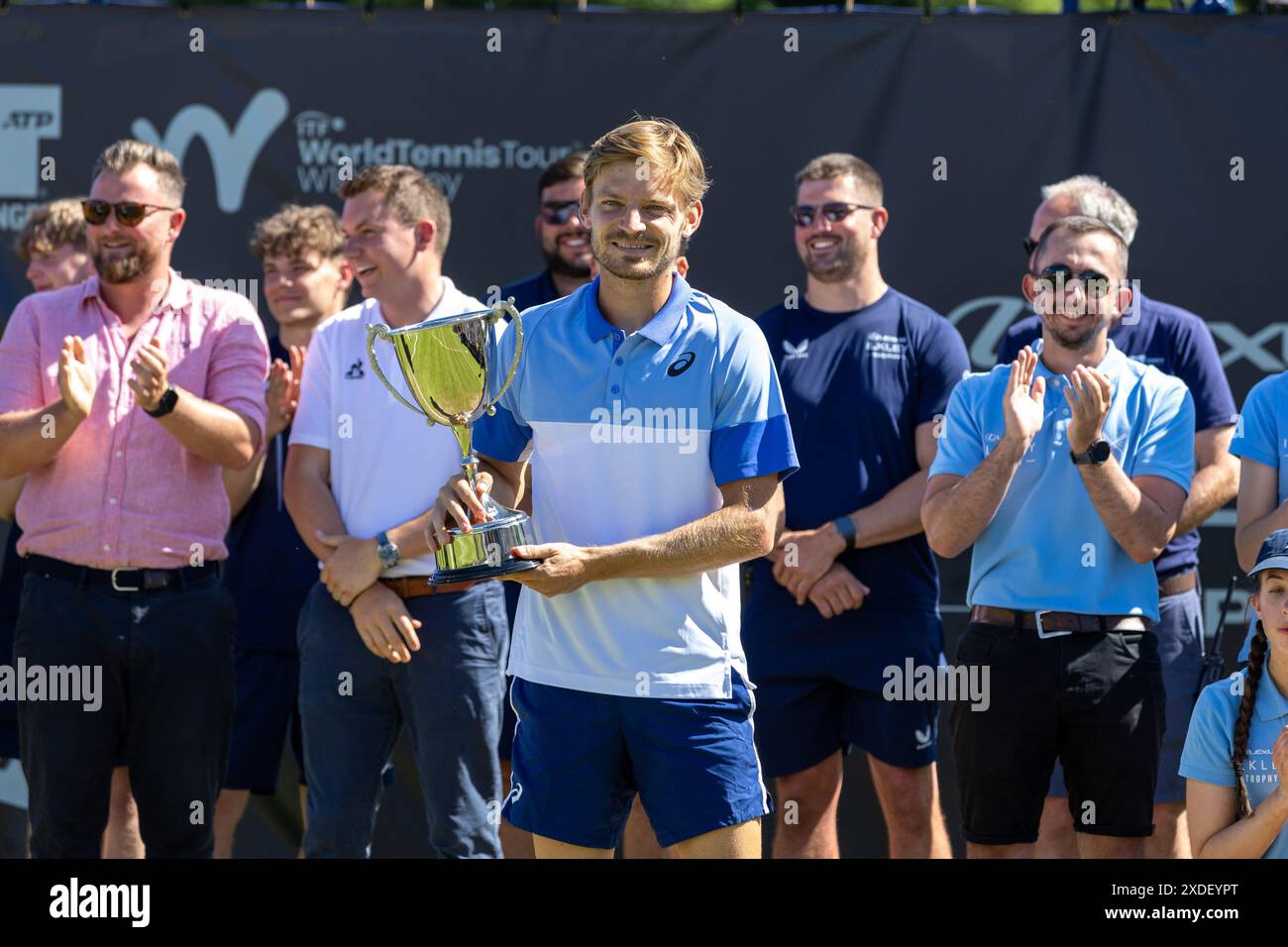 Ilkley, United Kingdom, 22 June 2024, David Goffin with his winner ...