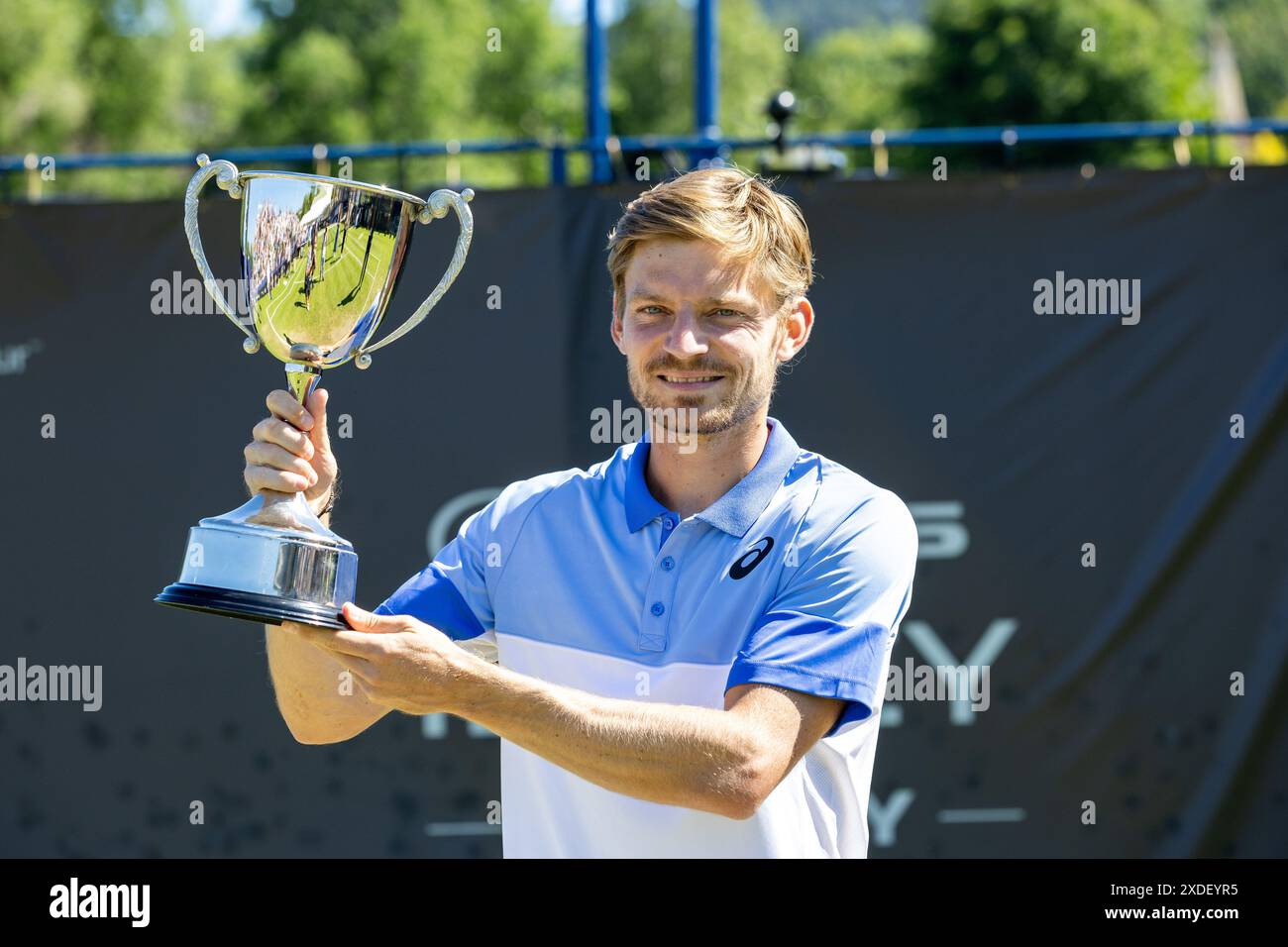 Ilkley, United Kingdom, 22 June 2024, David Goffin with his winner ...