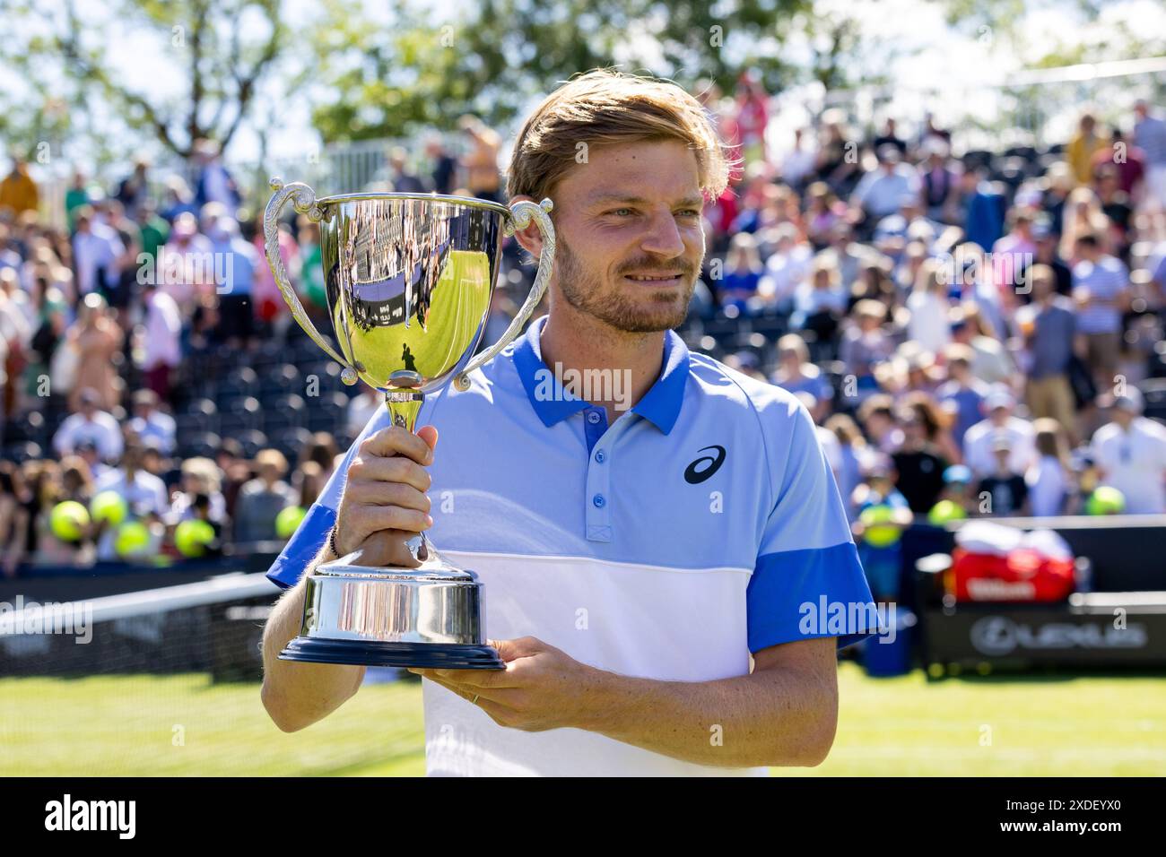 Ilkley, United Kingdom, 22 June 2024, David Goffin with his winner ...