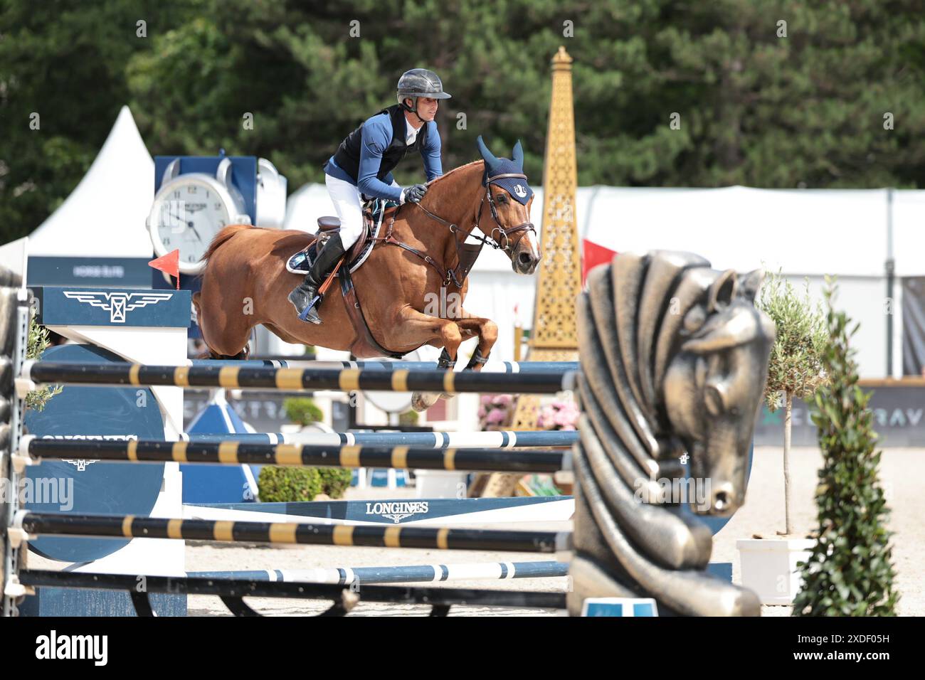 Paris, France. 22nd June, 2024. Julien Gonin of France with Caprice de ...