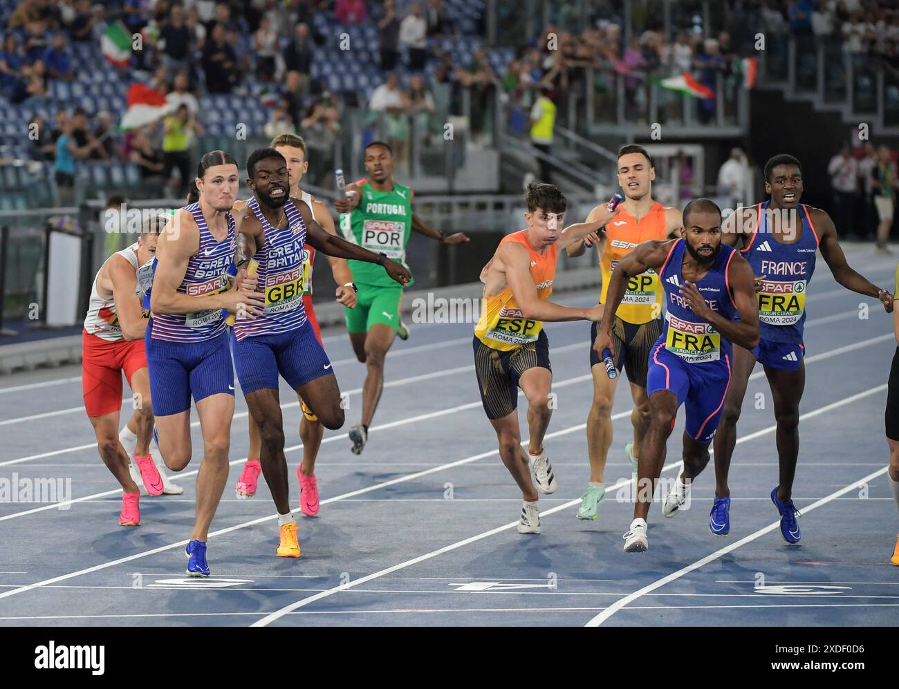 Toby Harries of Great Britain competing in the men’s 4x400m relay final ...
