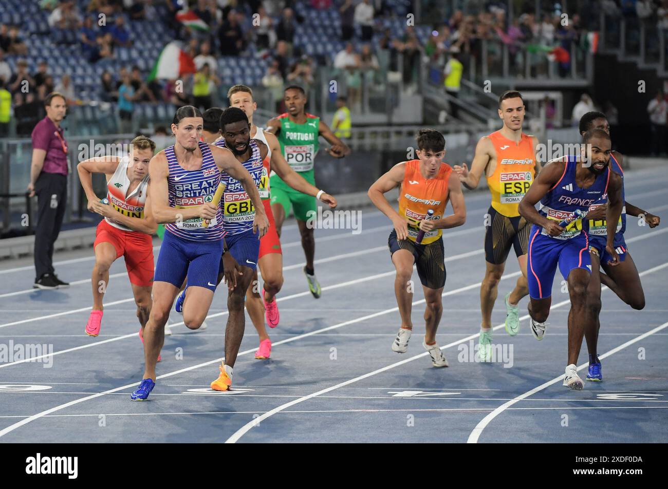 Toby Harries of Great Britain competing in the men’s 4x400m relay final ...
