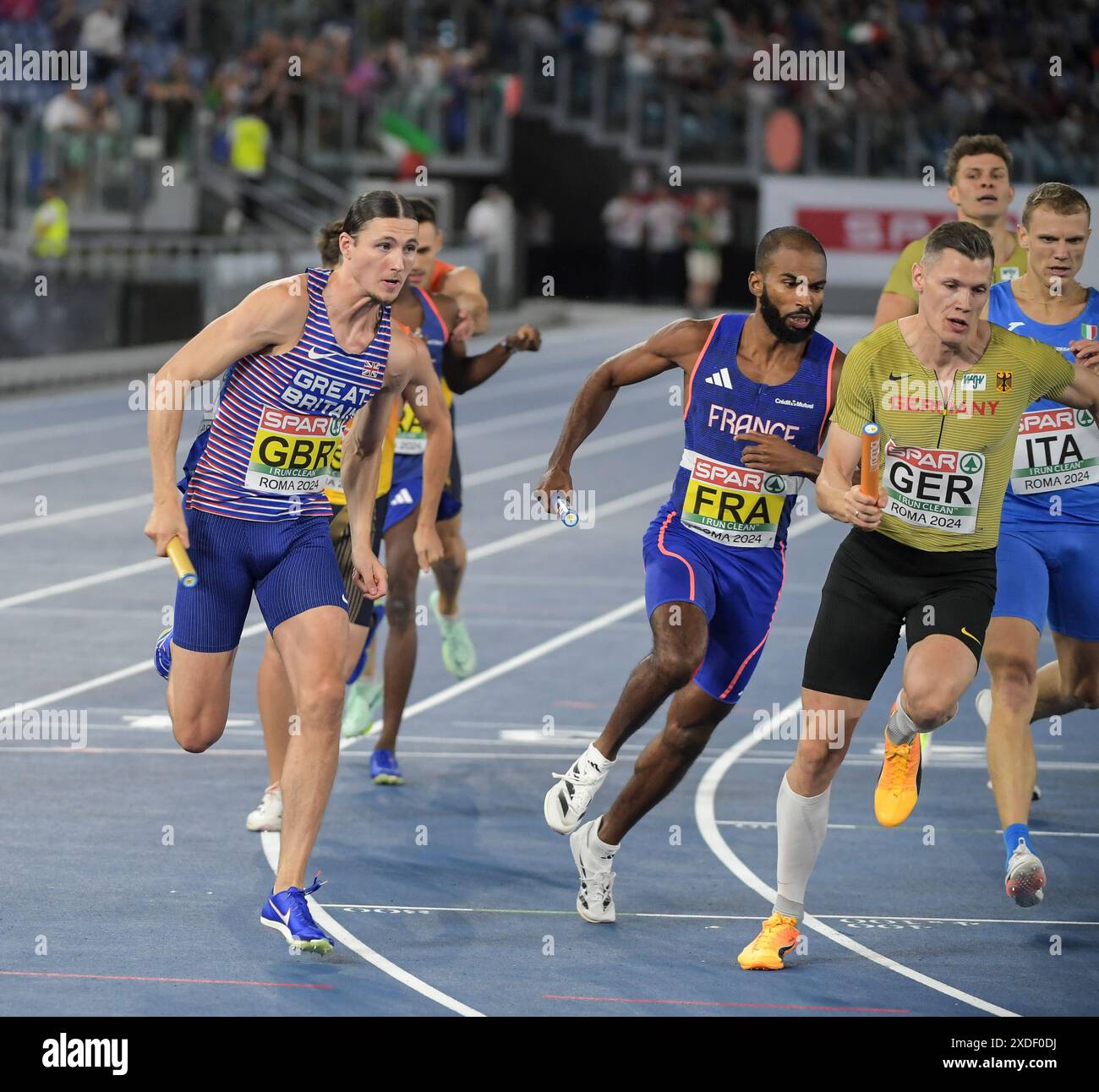 Toby Harries of Great Britain competing in the men’s 4x400m relay final ...