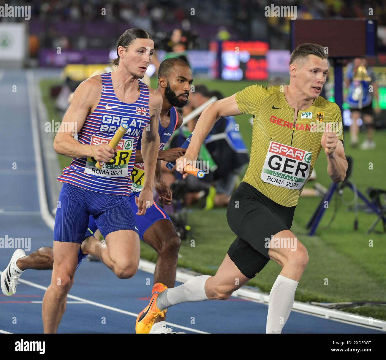 Toby Harries of Great Britain competing in the men’s 4x400m relay final ...