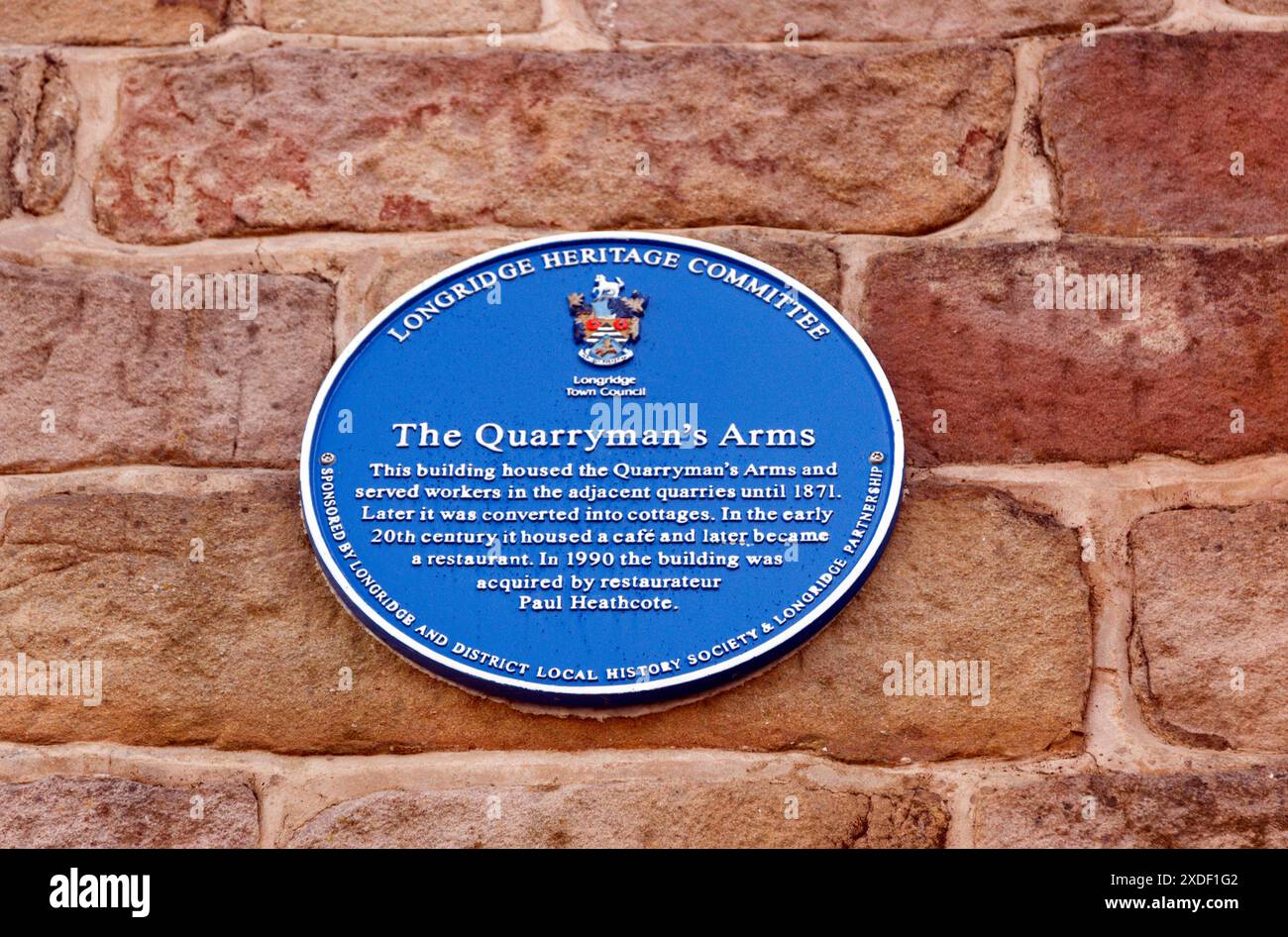 The Quarryman's Arms blue plaque. Higher Road, Longridge Stock Photo ...