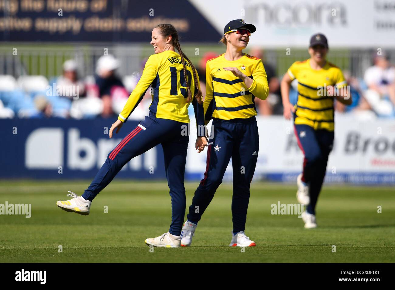 Derby, UK. 22 June 2024. Danielle Gregory (left) and Phoebe Franklin of ...