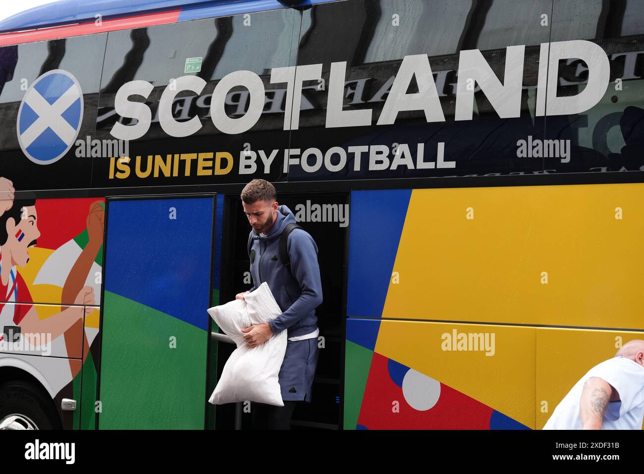 Scotland goalkeeper Angus Gunn arrives in Stuttgart. Picture date ...