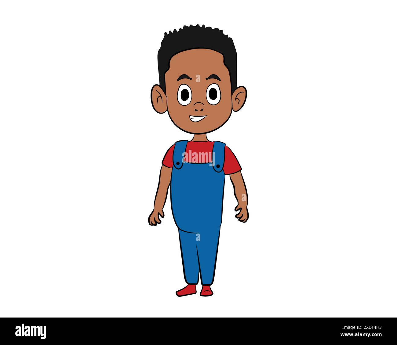 American Black Boy Standing Cartoon Character Illustration Stock Vector ...
