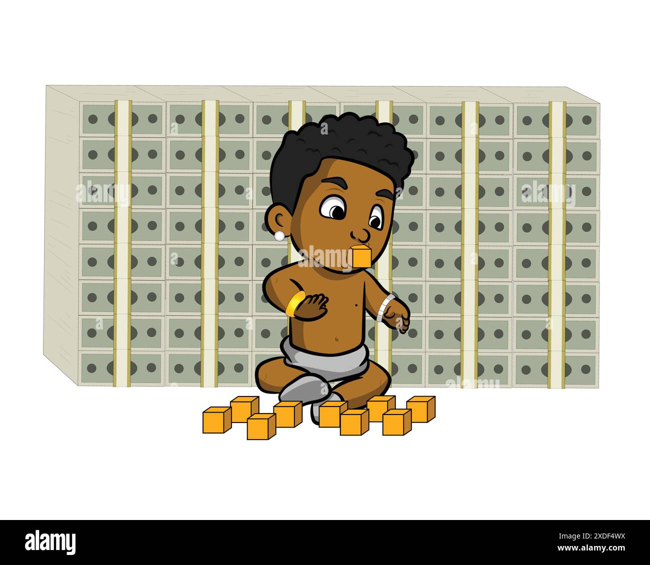 Adorable African Baby Cartoon Character - Vibrant Rich Black ...