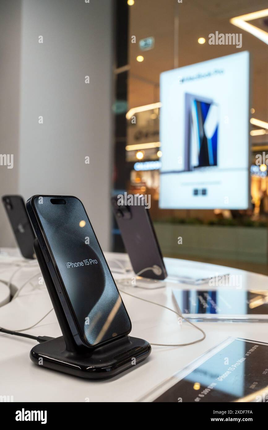 New Smartphones Apple iPhone 15 Pro is sold at Apple store. Minsk ...