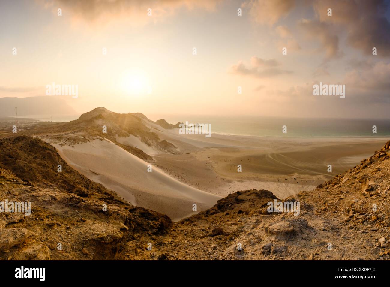 Sunset over Detwah Lagoon in Qalansiyah on Socotra Island, Yemen Stock ...