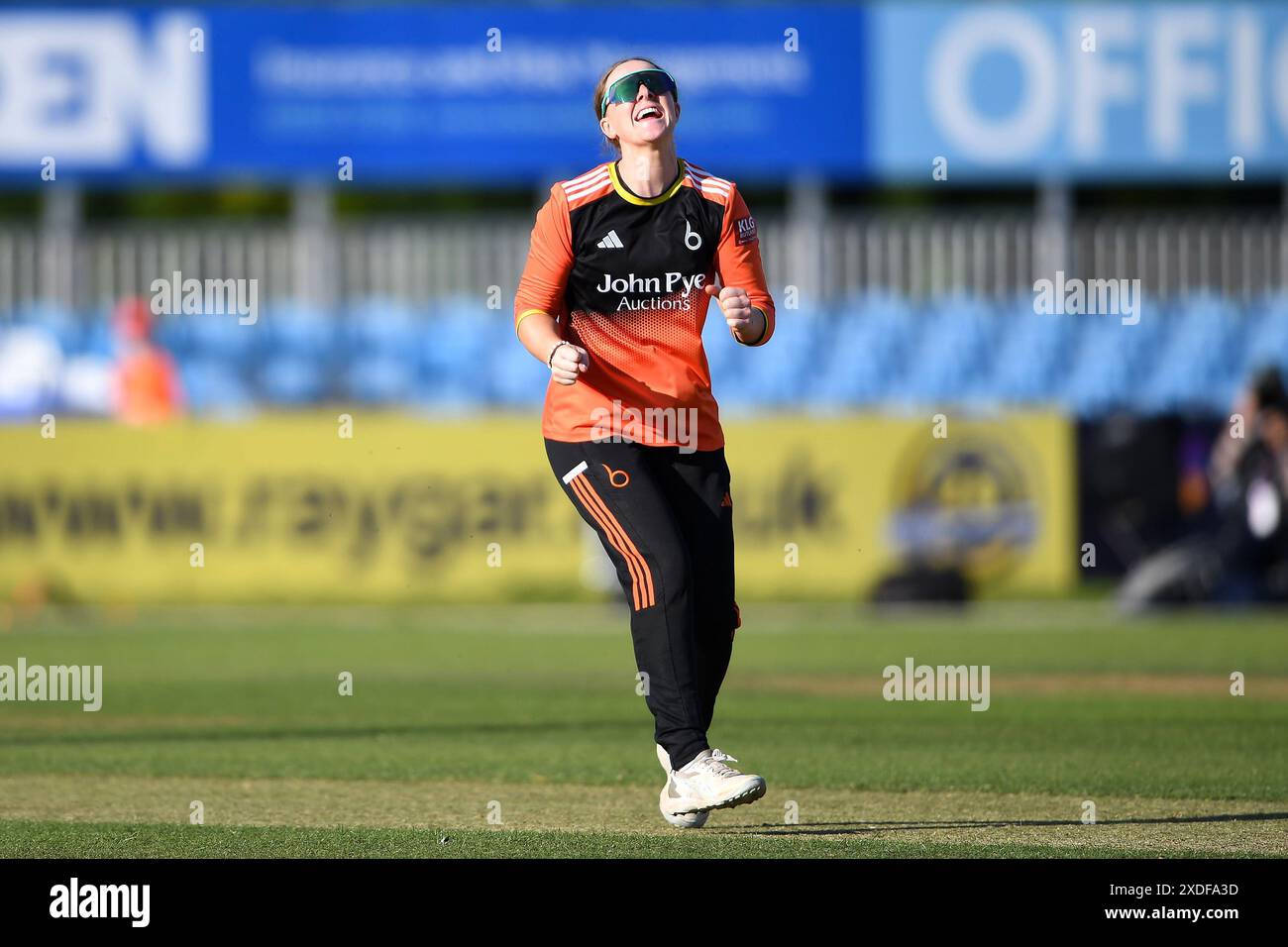 Derby, UK. 22 June 2024. Kirstie Gordon of The Blaze celebrates the ...