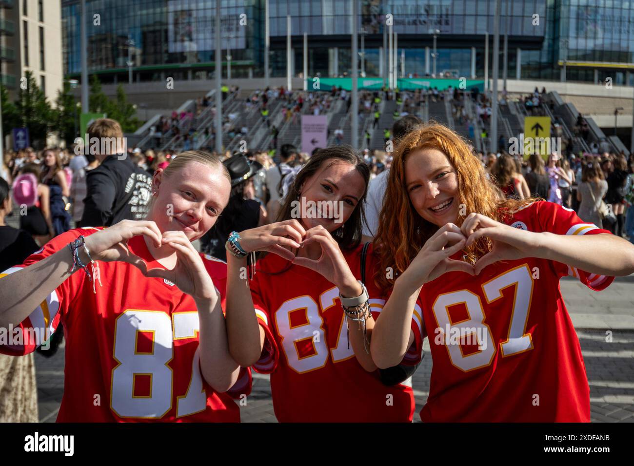 London, UK. 22 June 2024. Taylor Swift fans ('Swifties'), wearing ...