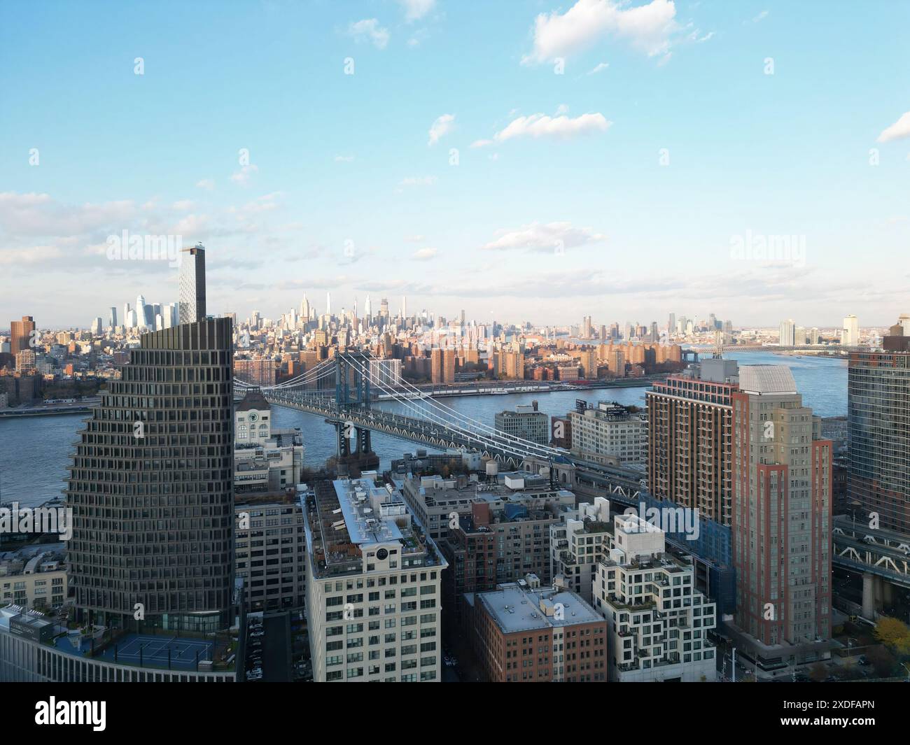 New York City skyline from Brooklyn Bridge. Brooklyn buildings of New ...