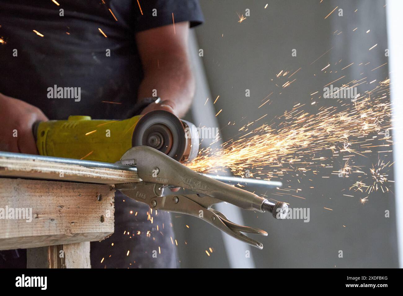 Mexican construction workers finishing interior house Stock Photo - Alamy