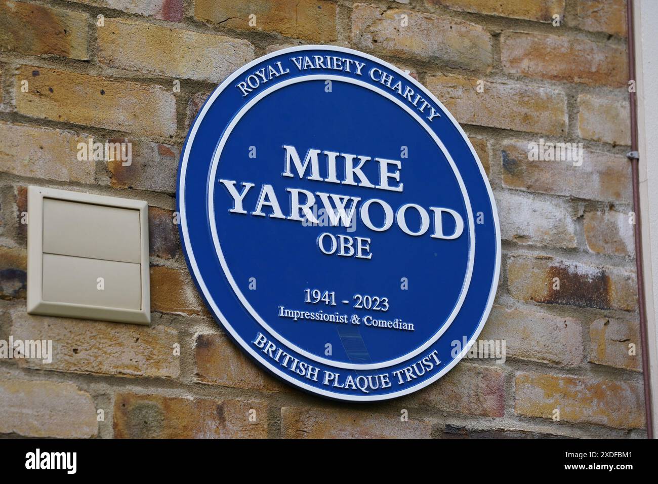 A blue plaque commemorating Mike Yarwood unveiled during a ceremony in ...