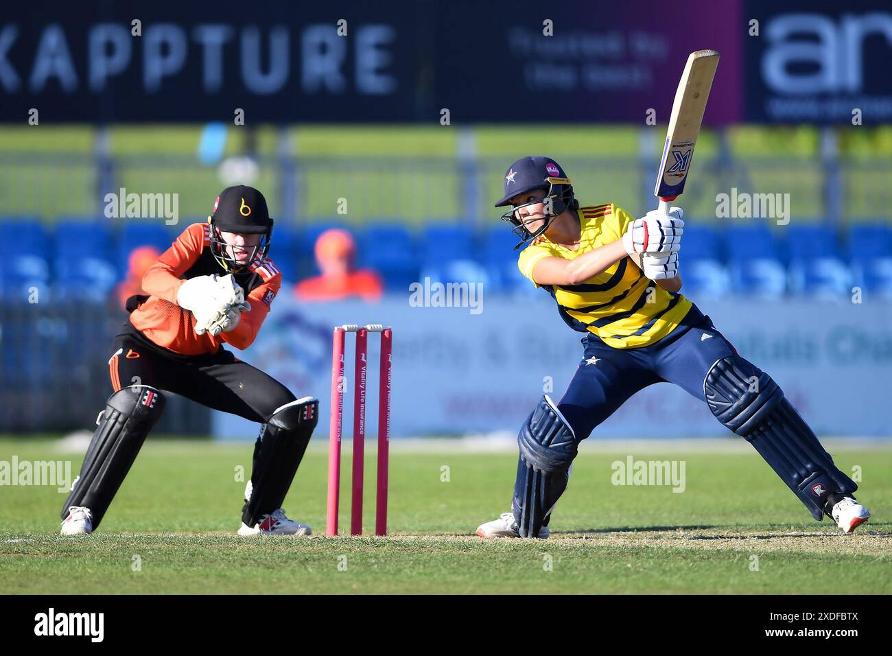 Derby, UK. 22 June 2024. Emma Jones of South East Stars batting during ...