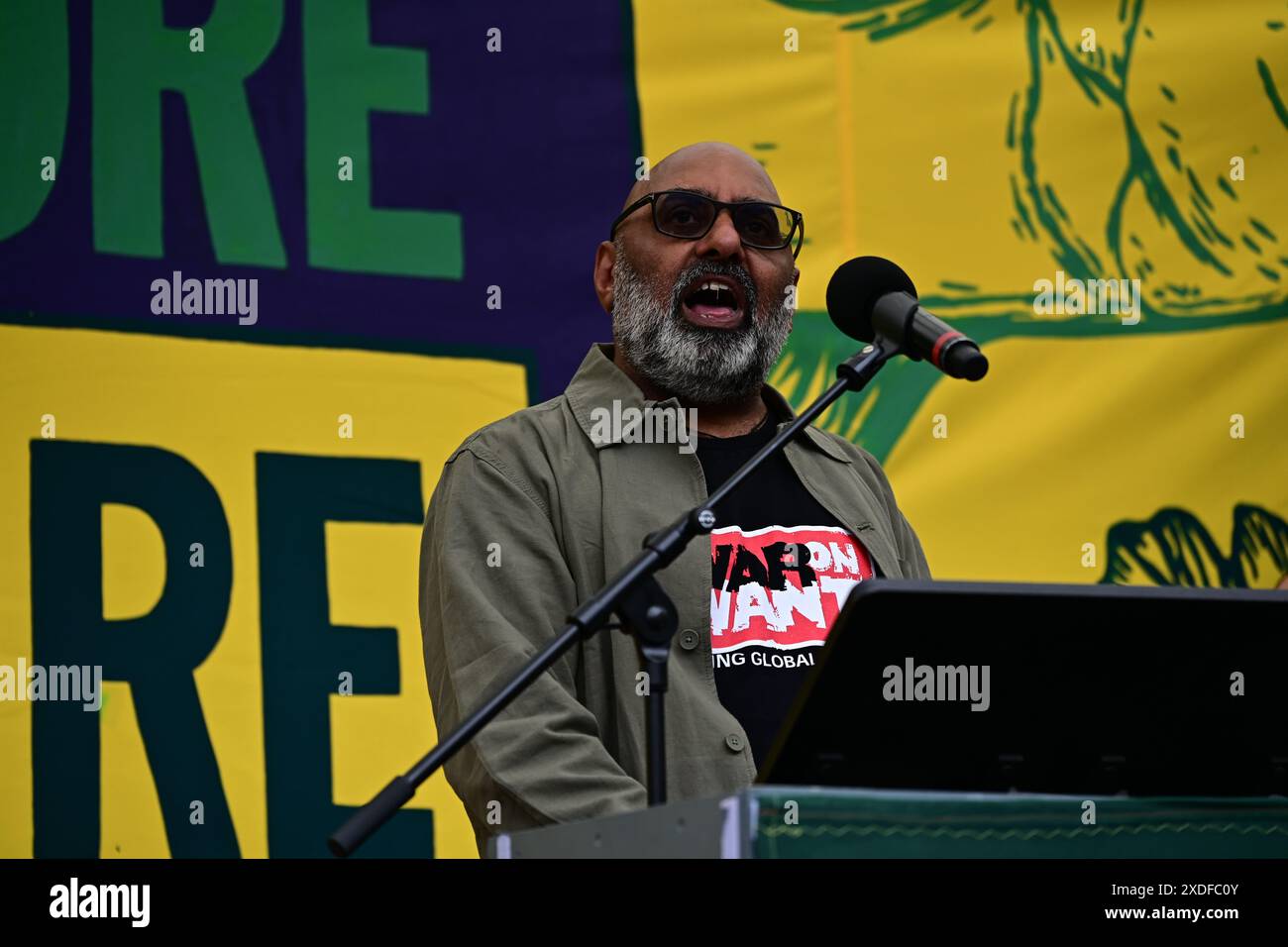 LONDON, ENGLAND. 22 JUNE 2024: Speaker Asad Rehman of the War on Want ...