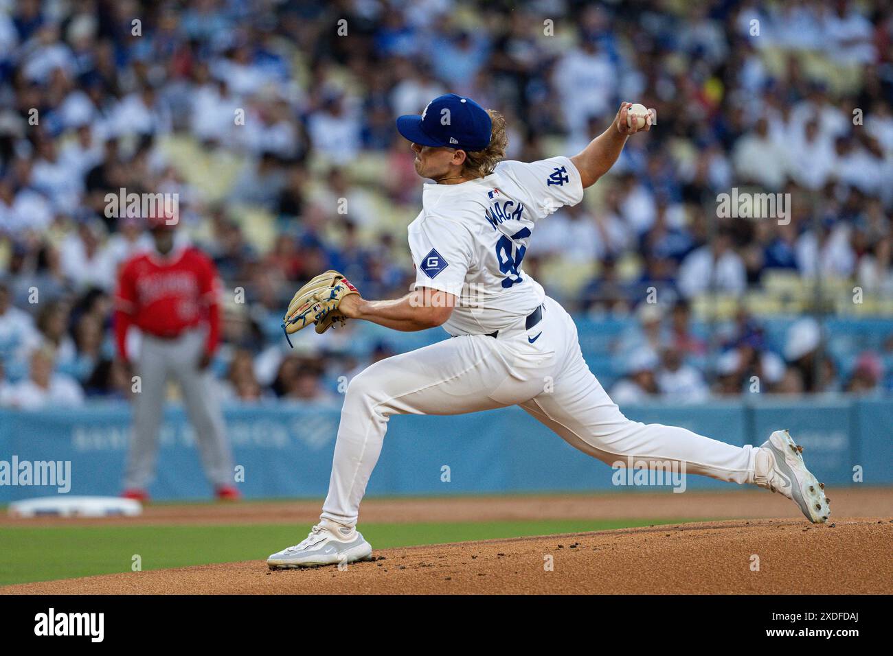 Los Angeles Dodgers pitcher Landon Knack (96) throws during a MLB game ...