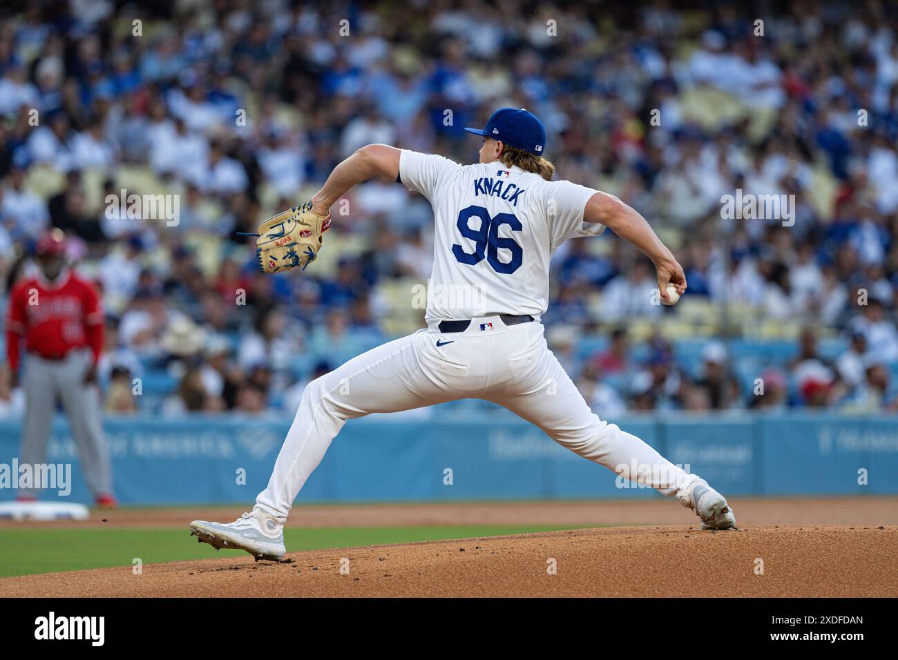 Los Angeles Dodgers pitcher Landon Knack (96) throws during a MLB game ...