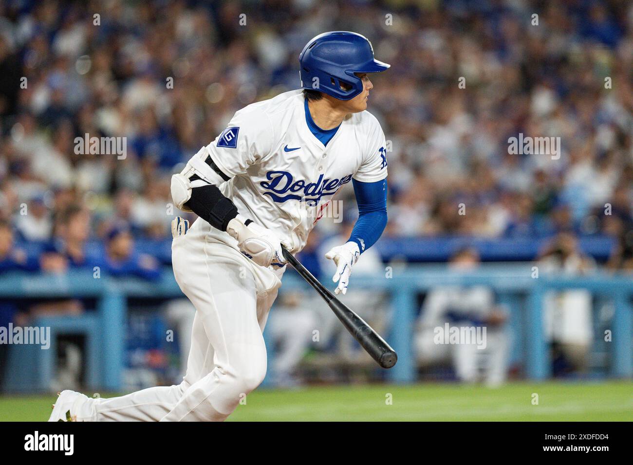 Los Angeles Dodgers designated hitter Shohei Ohtani (17) gets an ...