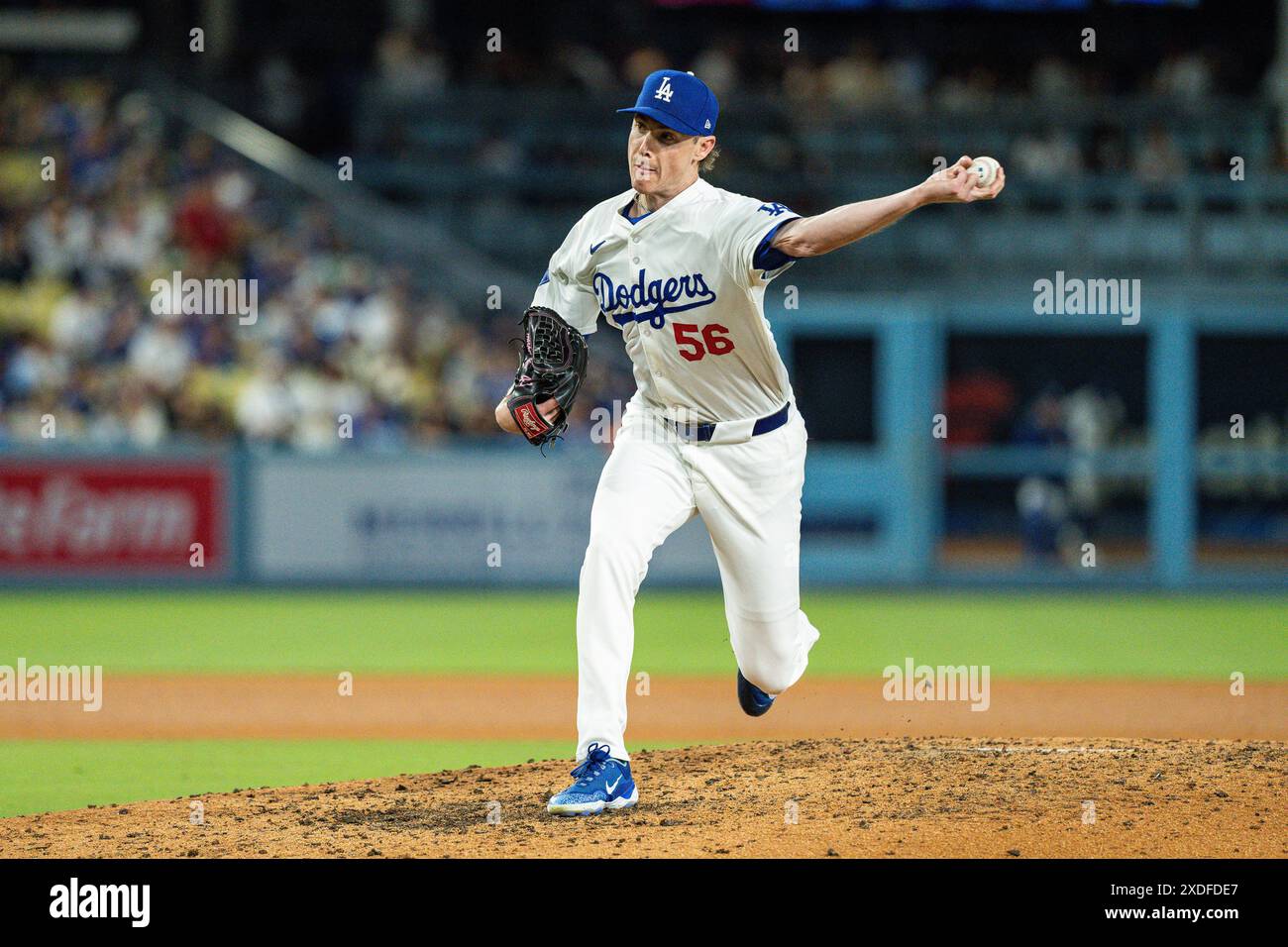 Los Angeles Dodgers pitcher Ryan Yarbrough (56) throws during a MLB ...