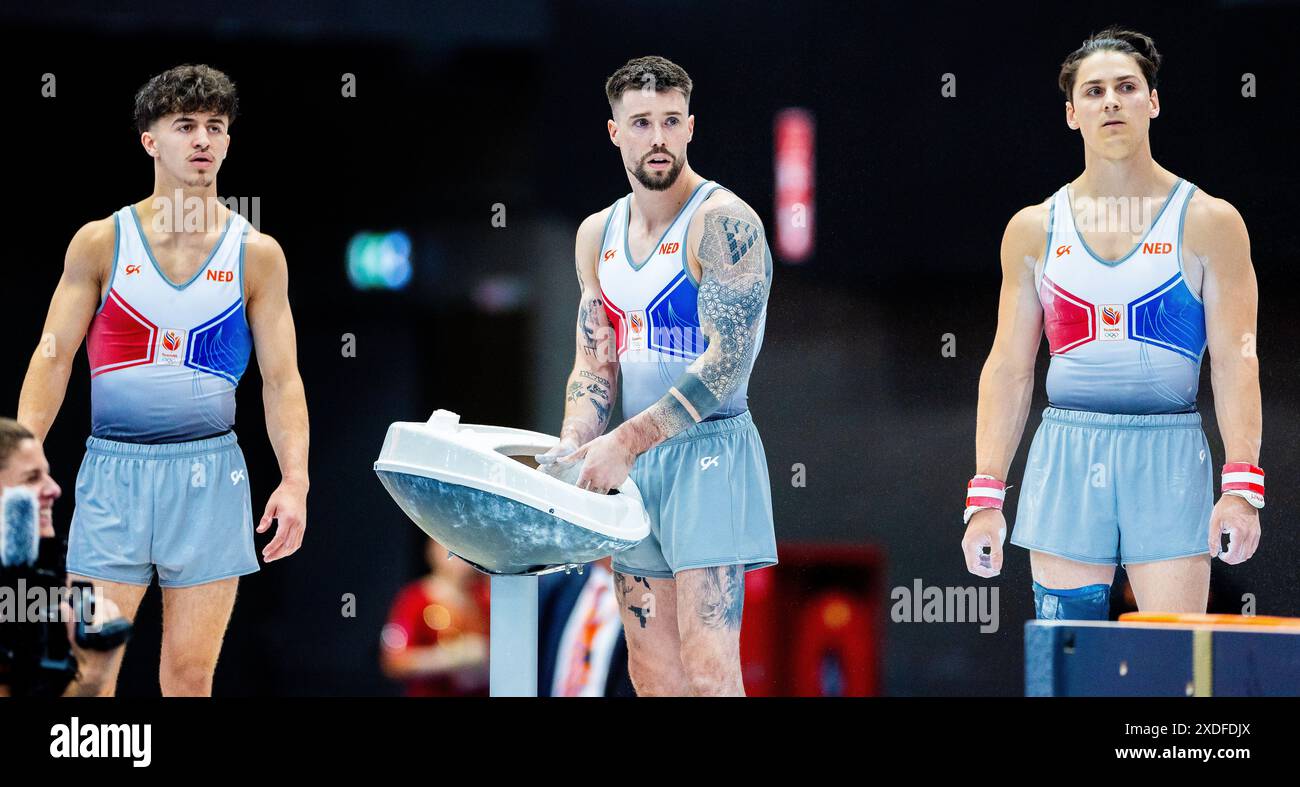 ROTTERDAM - Amine Abaidi, Casimir Schmidt and Frank Rijken during the Olympic qualifying ...