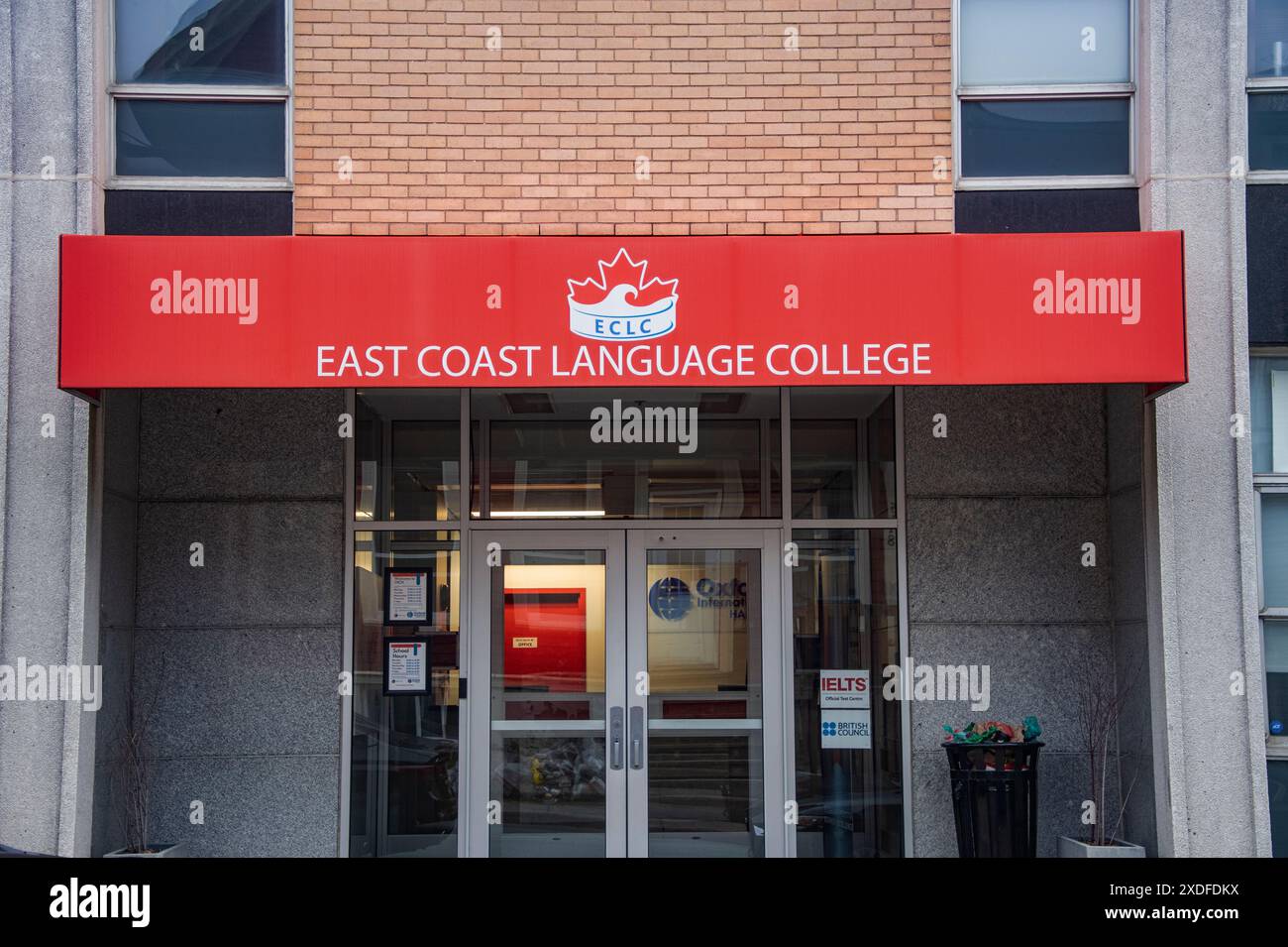 East Coast Language College sign on Harvey Street in downtown Halifax, Nova Scotia, Canada Stock ...