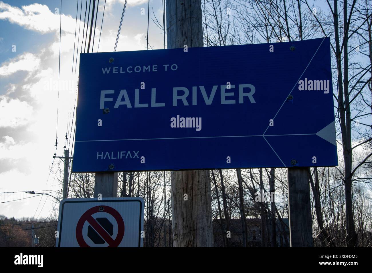 Welcome to Fall River sign on NS 2 in Nova Scotia, Canada Stock Photo ...