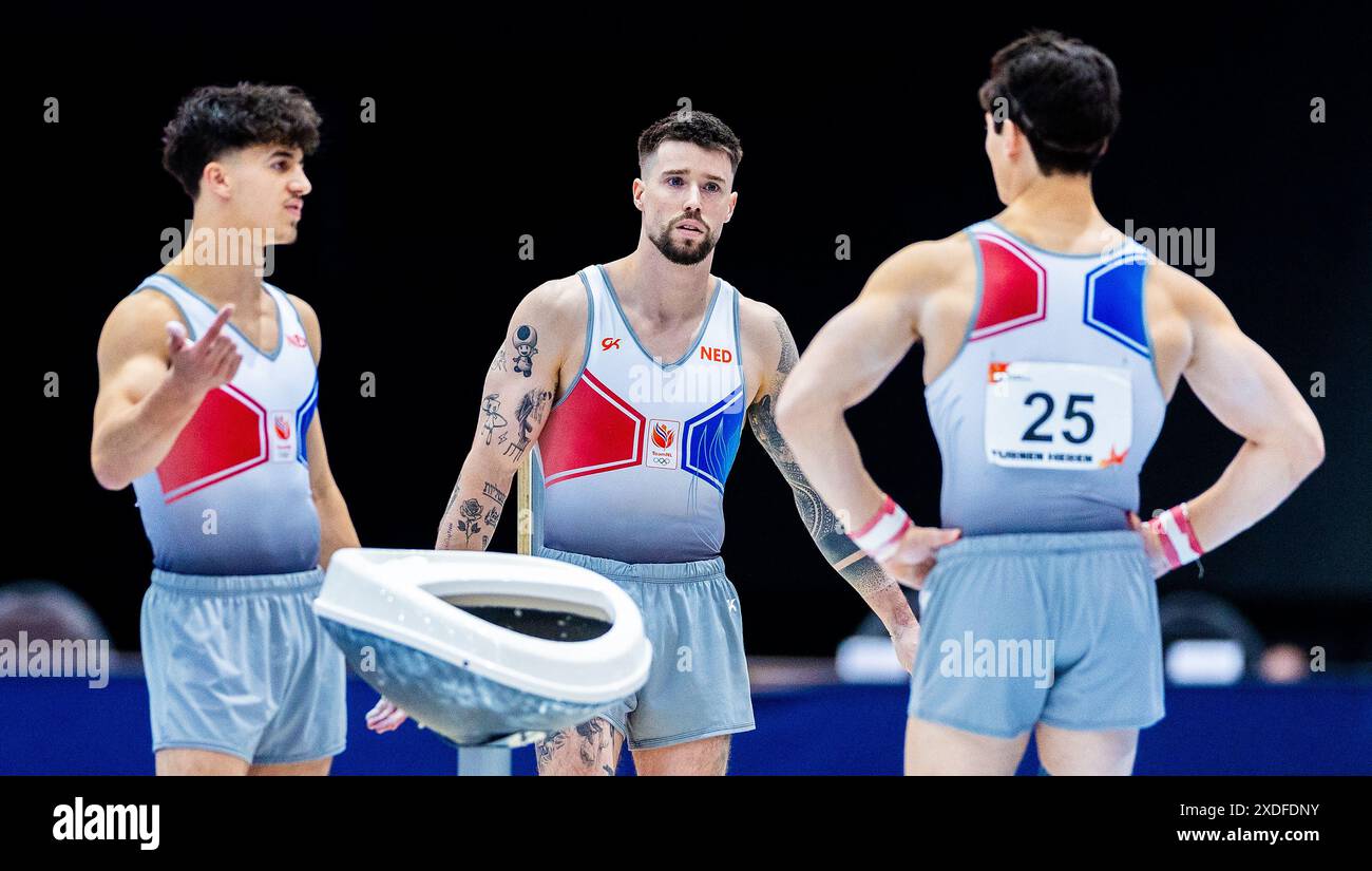 ROTTERDAM - Amine Abaidi, Casimir Schmidt and Frank Rijken during the Olympic qualifying ...