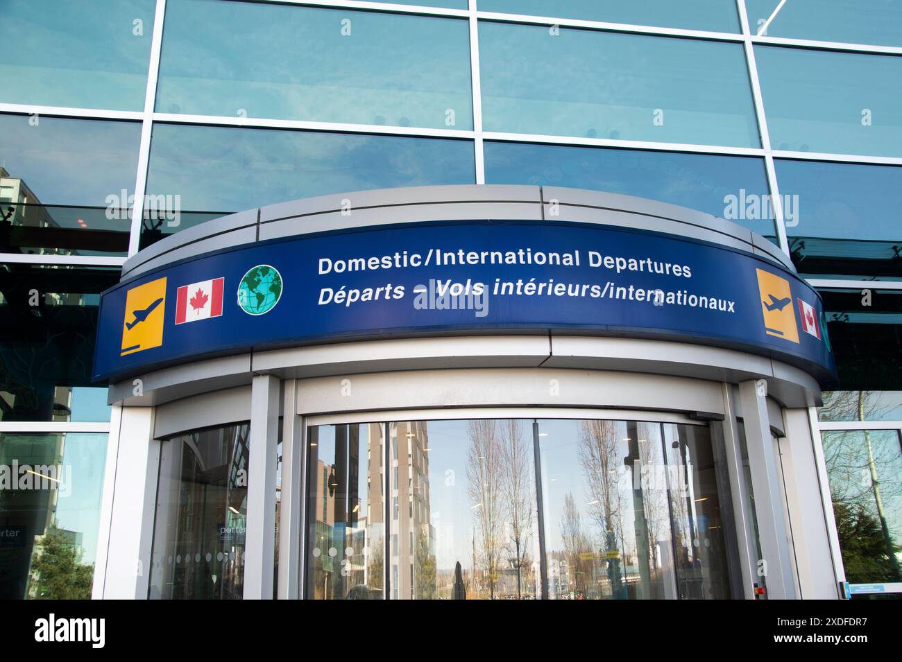 Domestic and international departures sign at Halifax Stanfield ...