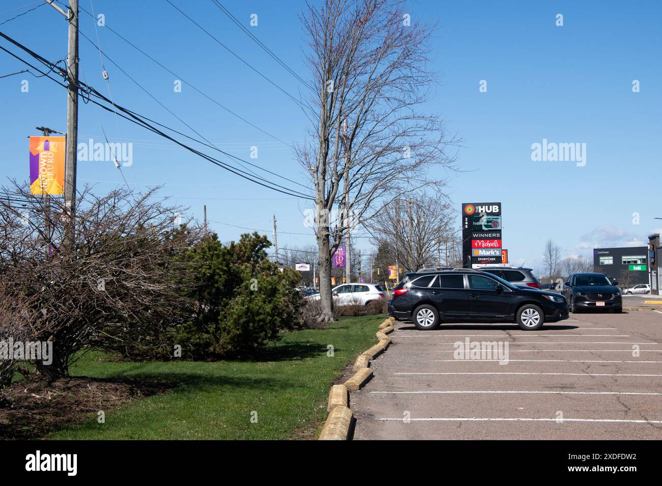 Parking lot at the Hub Shopping Centre in Truro, Nova Scotia, Canada ...