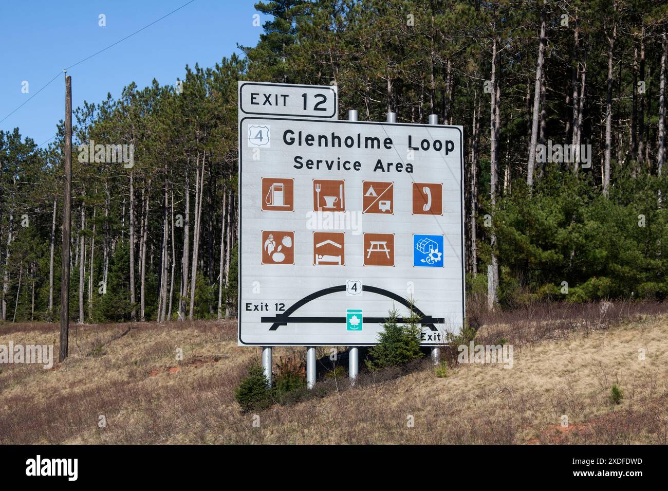 Glenholme Loop service area sign on NS 104 in Glenholme, Nova Scotia ...