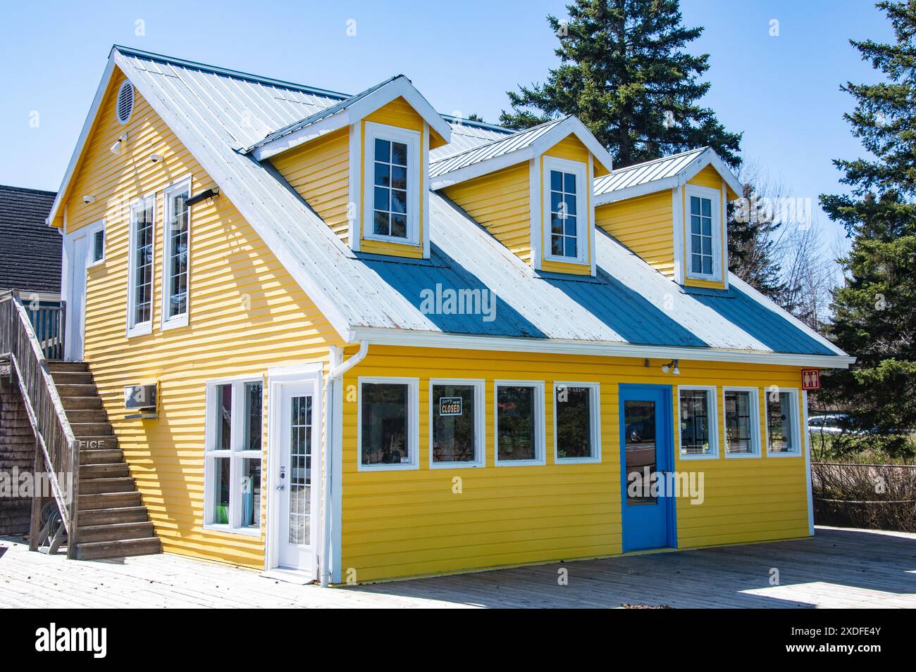 Yellow building at the wharf village at Magnetic Hill in Moncton, New ...