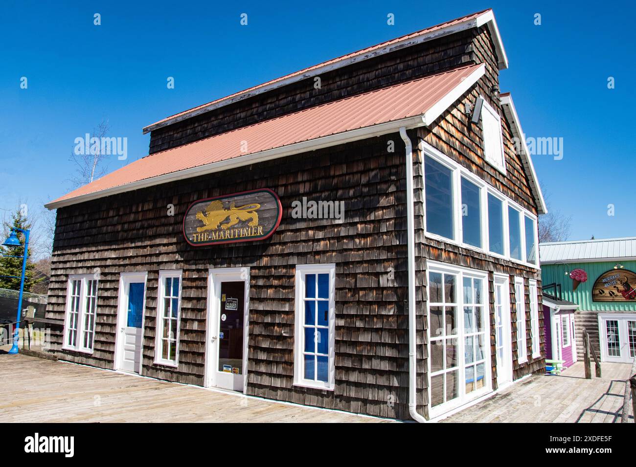 The Maritimer gift shop sign at the wharf village at Magnetic Hill in ...