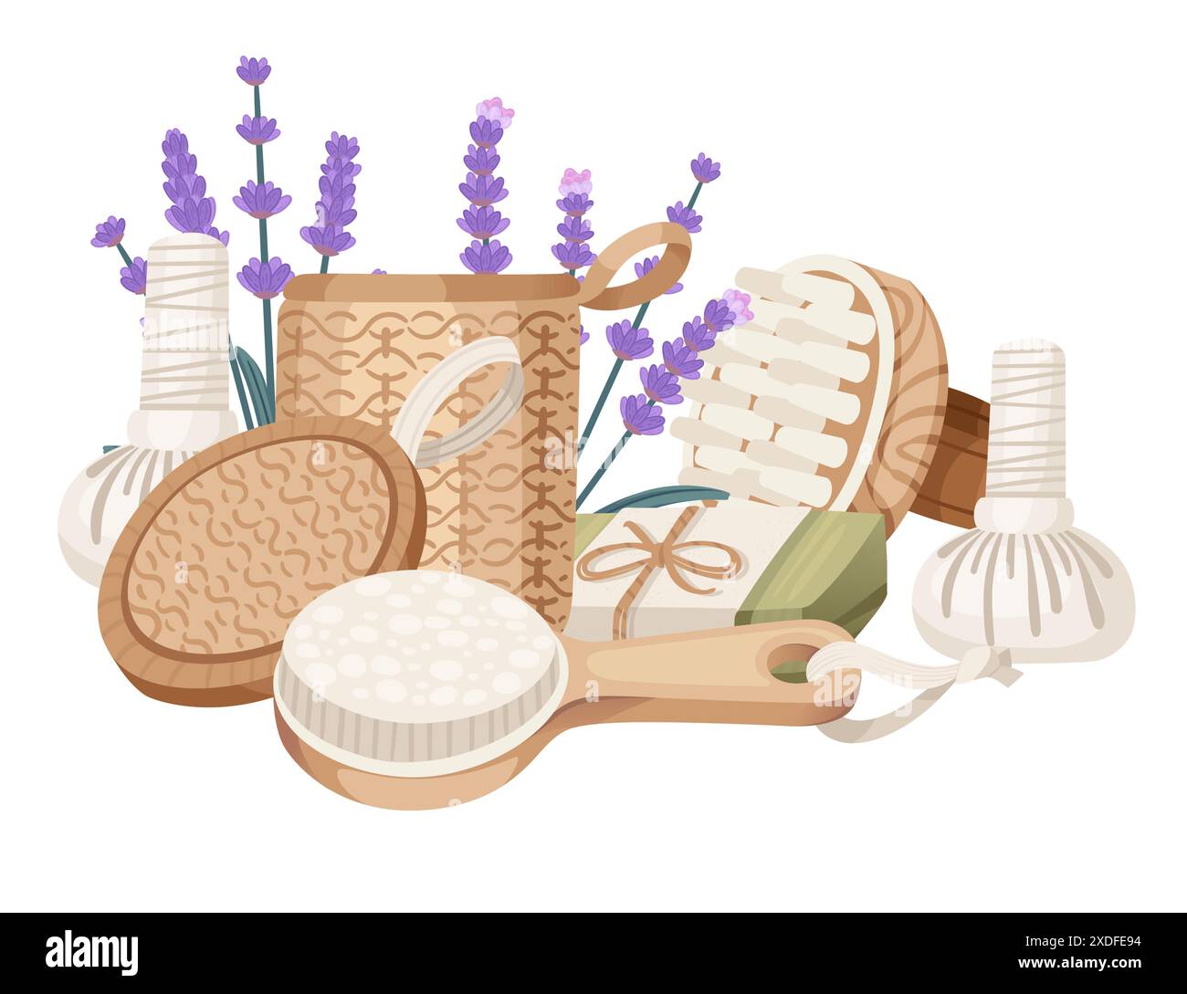 Set of items for bath or shower theme. Collection for gift or ...