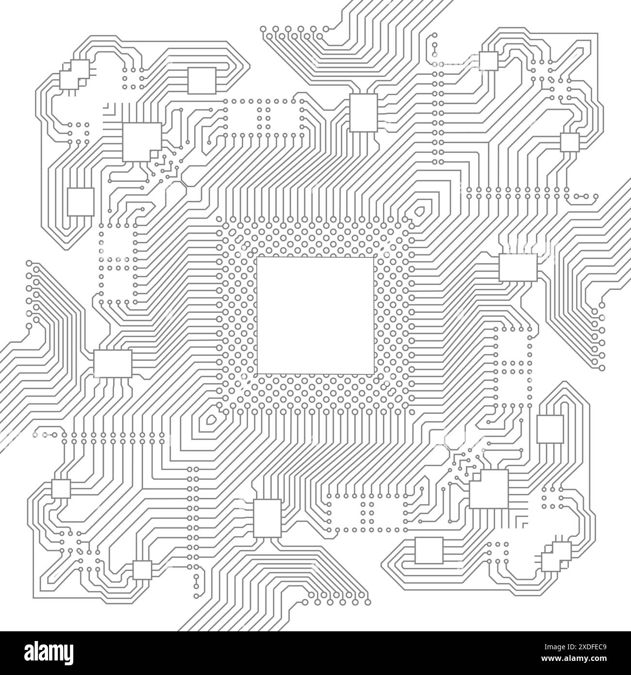 Futuristic circuit board line art. Electronic connections and modern ...