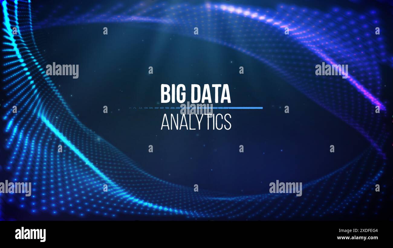 Abstract digital wave big data analytics in a blue and purple ...